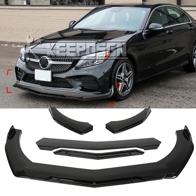 FOR MERCEDES-BENZ GLOSS Black Front Bumper Lip Splitter Spoiler Chin ...
