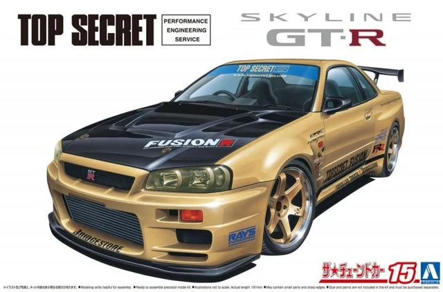 AOSHIMA 1/24 SCALE Model Tuned Car Kit Top Secret Nissan Skyline GT-R ...