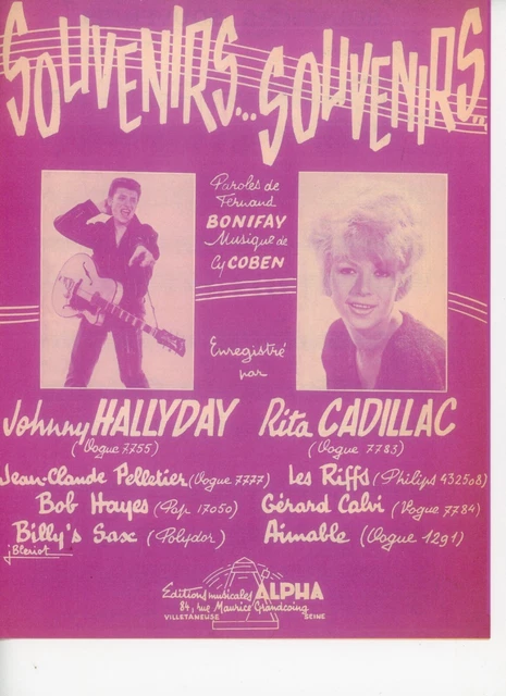Johnny Hallyday Partition Souvenirs Souvenirs R Re Eur 9 00 Picclick Fr