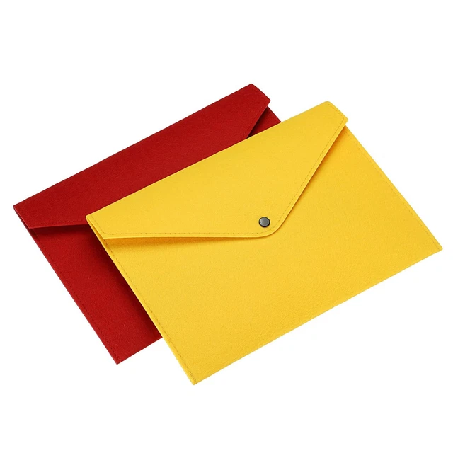2PCS FILE BAG Felt Folder A4 Size Document Office Storage Pouch, Red ...