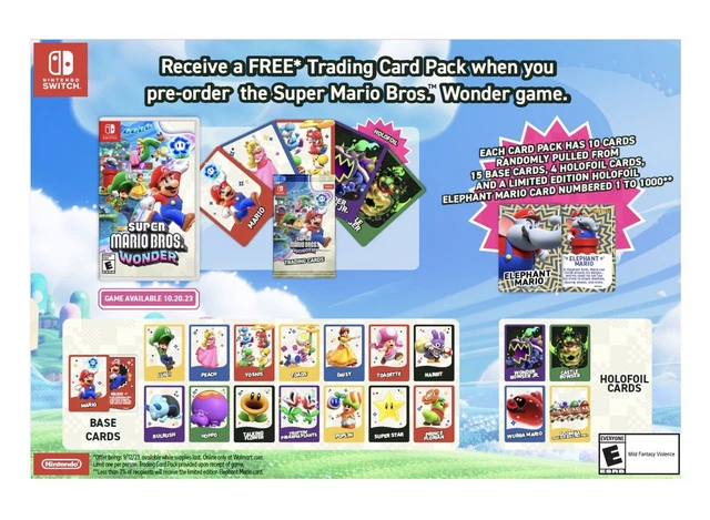 NINTENDO SWITCH SUPER Mario Bros. Wonder Exclusive Trading Card Pack ...