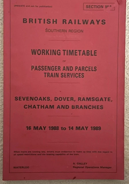 BRITISH RAILWAYS WORKING TIMETABLE BOOK. For Train Drivers. £2.80 ...
