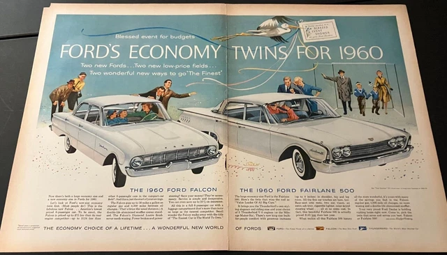1960 FORD FALCON Model Range - Vintage Original Color Print Ad / Wall ...