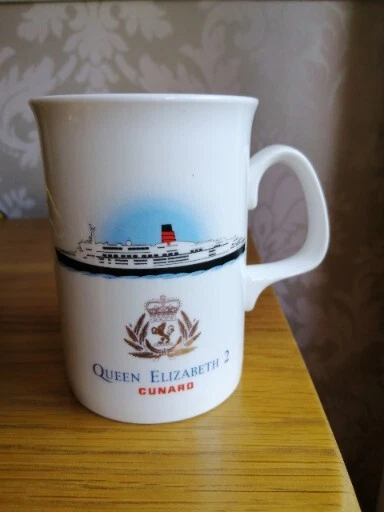 CUNARD LINES QUEEN Elizabeth 2 Cruise Ship Ocean Liner Ceramic Mug ...