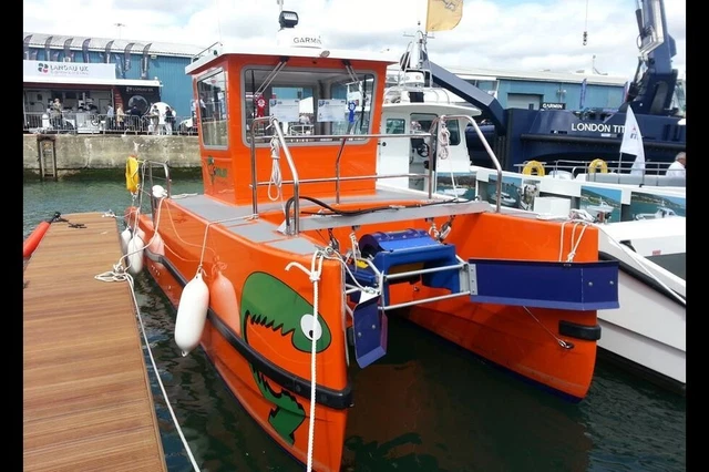 EX OIL SCRIMMING 30ft sea catamaran fishing boat project & hydraulic ...