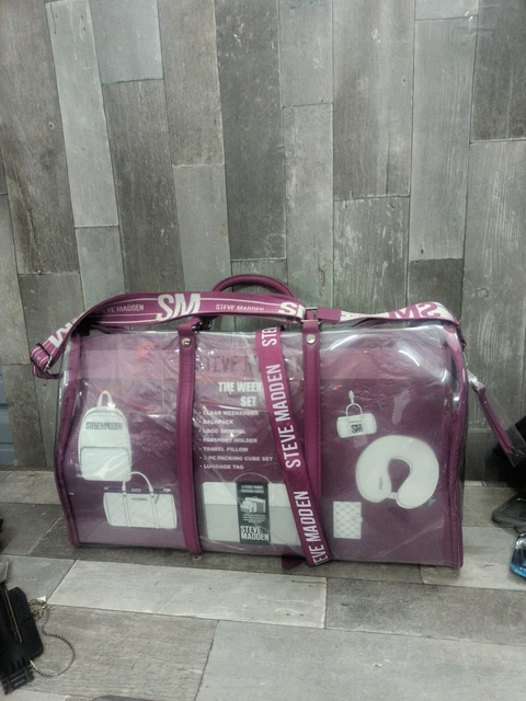 STEVE MADDEN CLEAR Duffle Bag Set Tiktok Viral Weekend Set Dark Fuschia ...