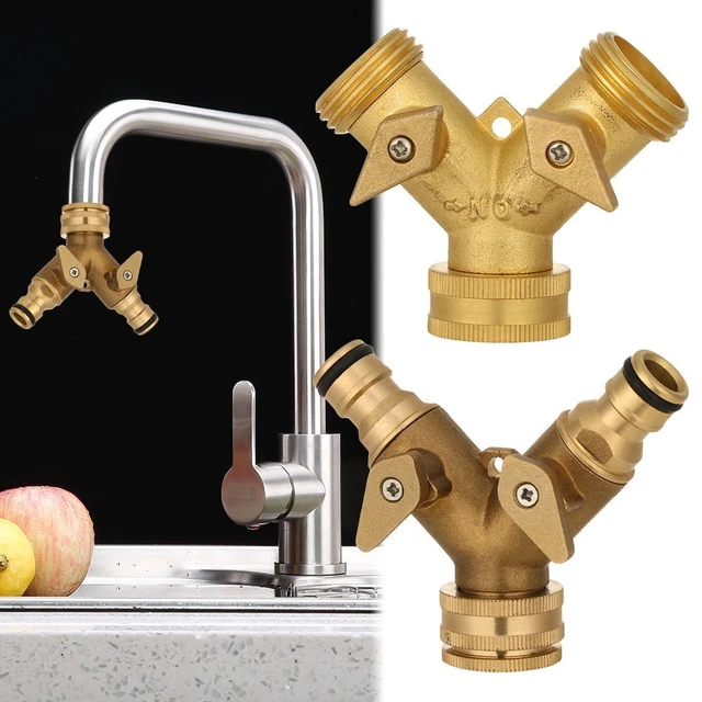 TAP Y-SHAPED PIPE Valve Splitter Adaptor Water Connectors Quick ...