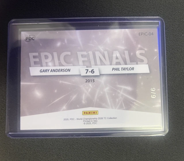 PANINI PDC DARTS World Championship 2026 Gary Anderson Phil Taylor ...