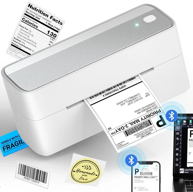 SHIPPING LABEL PRINTER 4x6 Bluetooth Thermal Label Maker for Small ...