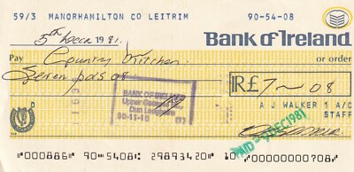 BANK OF IRELAND Cheque 1981 £0.99 - PicClick UK