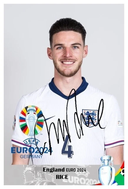 DECLAN RICE - ENGLAND EURO 2024 PORTRAIT - 6x4 Signed Autograph PHOTO ...