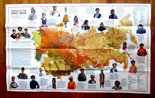 VINTAGE MAP OF Soviet Union and Its People by National Geographic `1976 ...