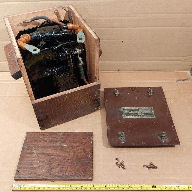VINTAGE TRANSFORMER IN Large Wooden Case - Switchgear & Cowans Ltd ...