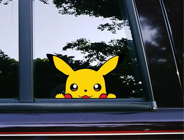 PIKACHU WITH HAT Peeker Peeking Window Vinyl Car Decals Anime Pokemon ...