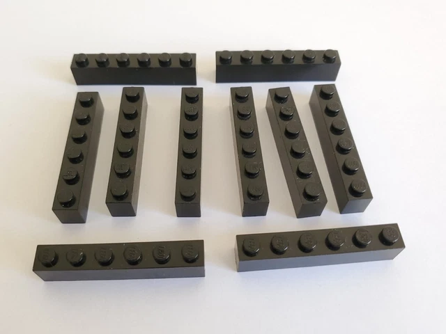 LOT DE 10 x Pièces Lego 3009 1 x 6 Brick 1x6 Noir Black Brique 6x1 EUR ...