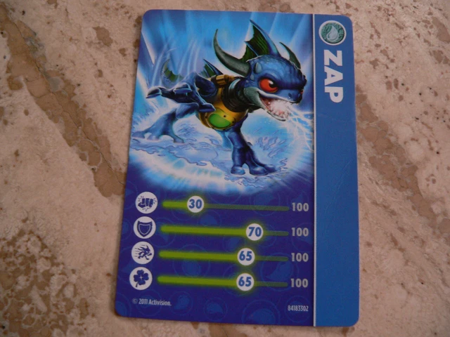 SKYLANDER SPYROS ADVENTURE ---ZAP --- Carte de collection --- Carte de ...