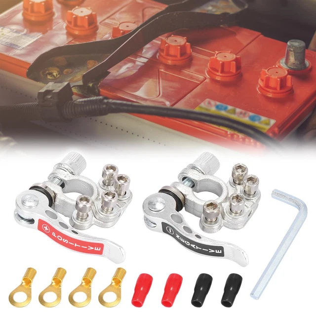 NEGATIVE POSITIVE BATTERY Terminal Wire Cable Clamp Connectors Set w ...