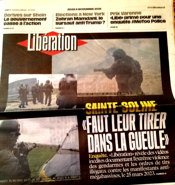 LIBERATION 6 NOVEMBRE 2025 # SAINTE-SOLINE "Faut leur tirer dans la ...