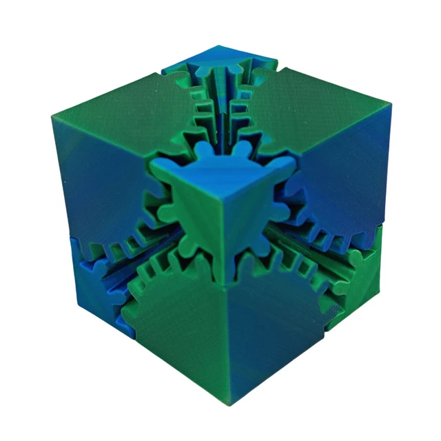 3D PRINTED GEAR Cube Fidget Toy Desktop Innovative Decorative Model ...