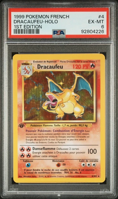 1999 POKEMON FRENCH 1st Edition Base Set Dracaufeu-Charizard Holo 4/102 ...