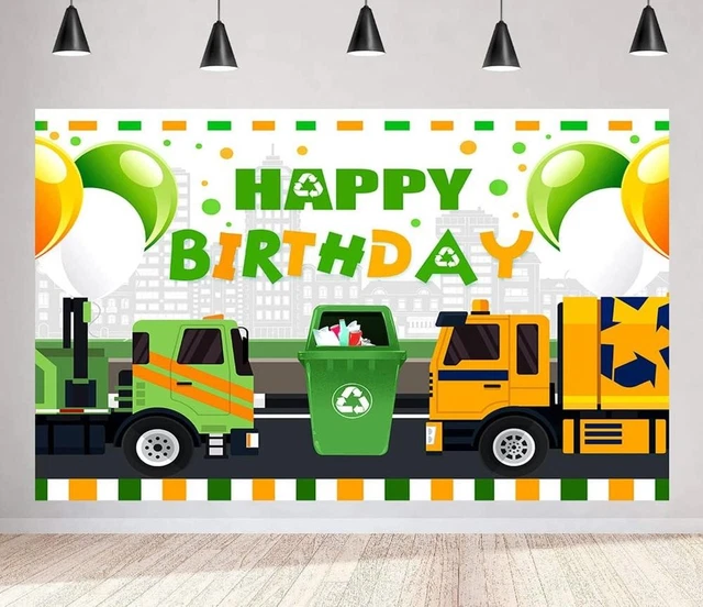 GARBAGE TRUCK PARTY Backdrop Garbage Recycle Bin Photo Background ...
