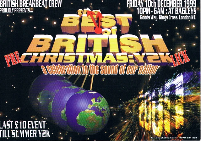 THE BEST OF BRITISH Rave Flyer Flyers A5 10/12/99 Bagleys Kings Cross ...