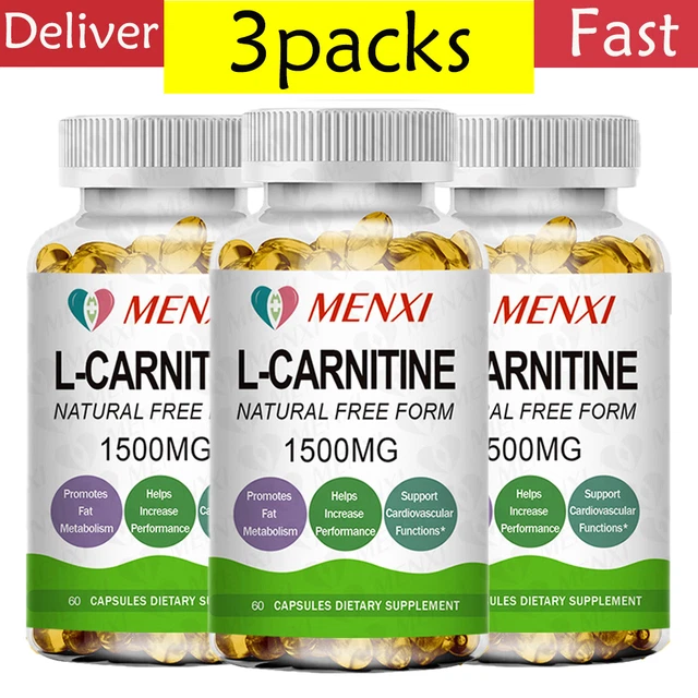 (3packs)l Carnitine 60 Capsules 1500mg Strong Fat Burner Weight Loss