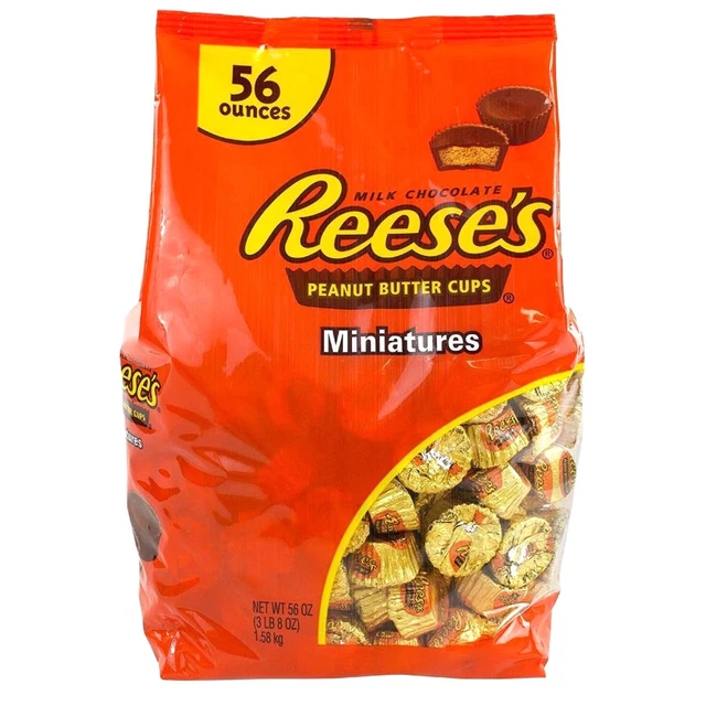 1.58KG REESE'S MILK Chocolate Peanut Butter Cups Miniatures Kids Sweet ...