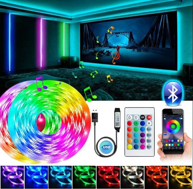 LED STRIP LIGHT USB Powered RGB Color Changing Remote Bluetooth LED ...