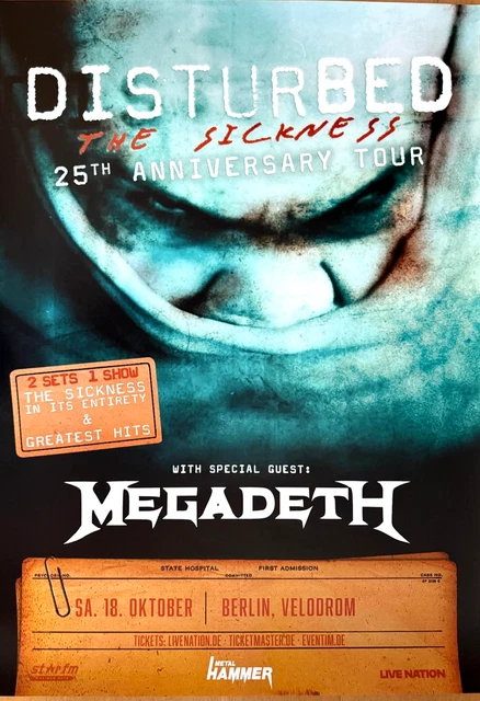 DISTURBED - MEGADETH 2025 BERLIN - orig. Concert Poster - Konzert ...