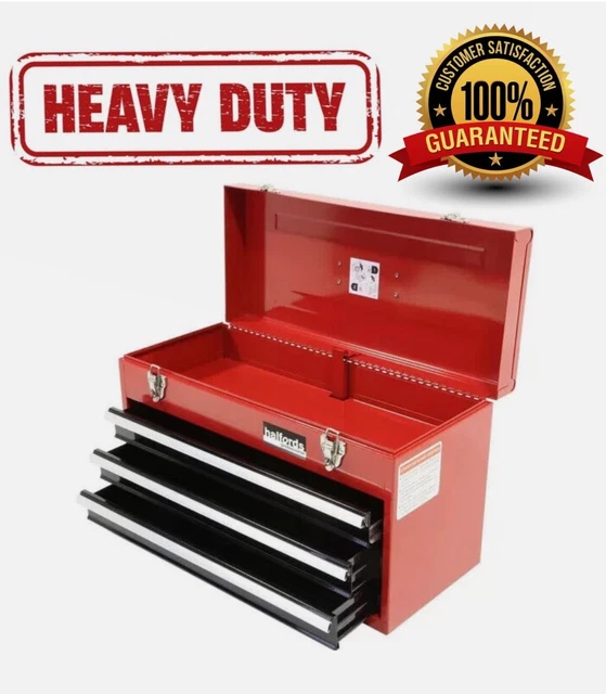 HALFORDS 3 DRAWER Metal Portable Tool Chest Tool Box 39.79 PicClick UK