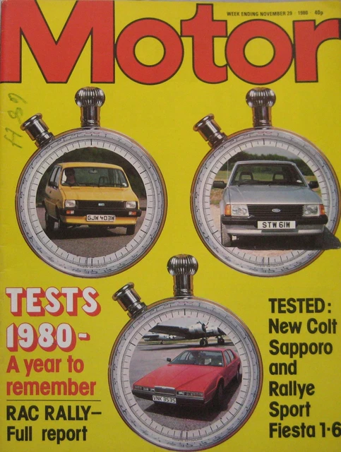 MOTOR MAGAZINE 29/11/1980 featuring Colt Sapporo road test, Ford Fiesta ...