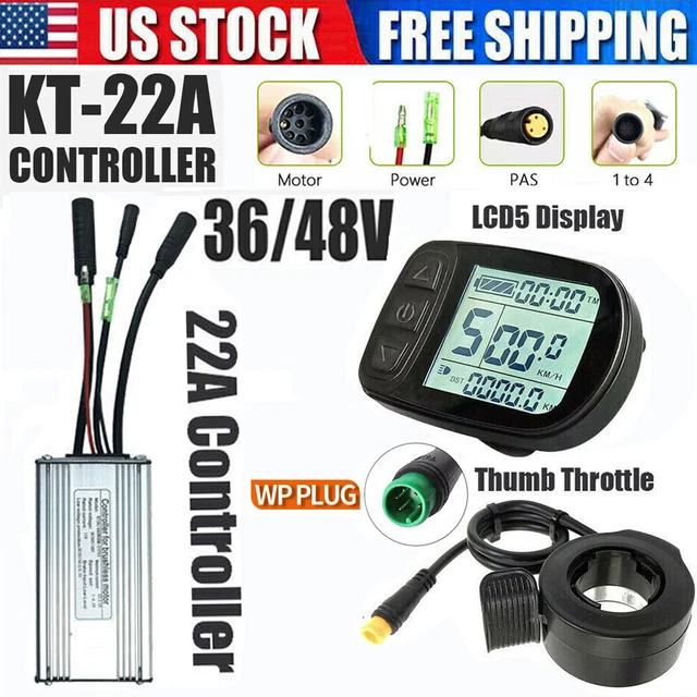 KT 22A E-BIKE Controller 36V/48V Electric Bicycle + LCD5 Display +Thumb ...