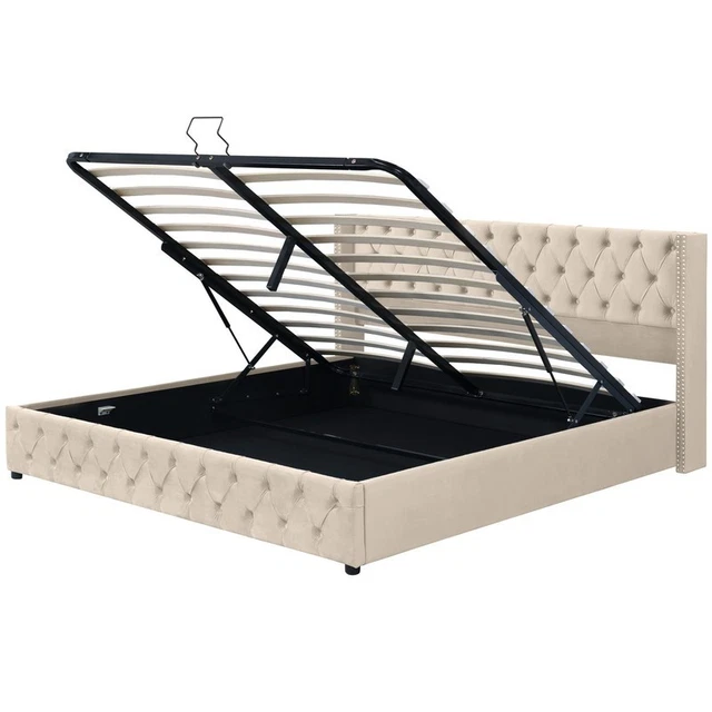 UPHOLSTERED BED WITH Hydraulic Lever, Functional Bed from Storage 135cm ...