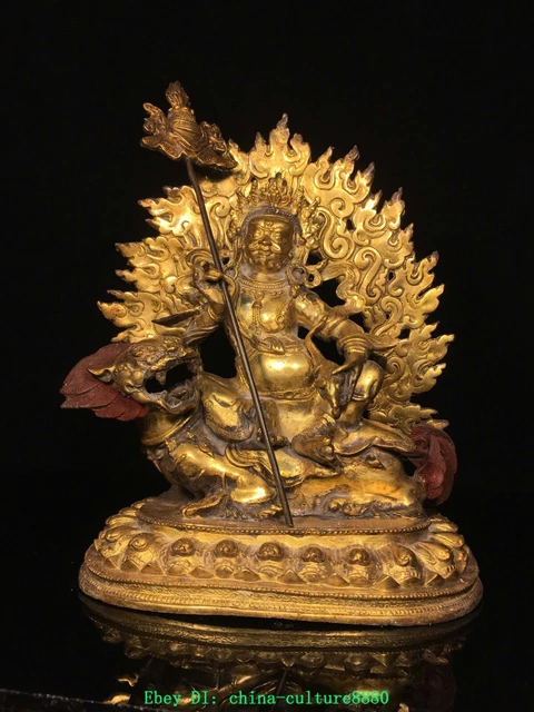 BOUDDHISME TIBÉTAIN LION Guardian Bouddha statue en cuivre doré EUR 660,00 - PicClick FR