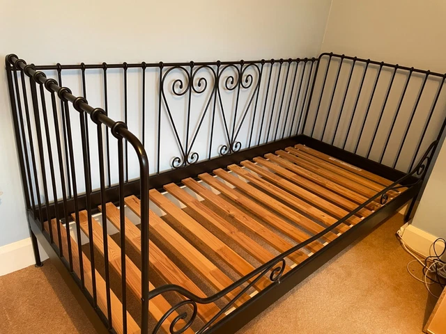 IKEA BLACK METAL "Meldal" Daybed with Timber Slats £20.00 - PicClick UK