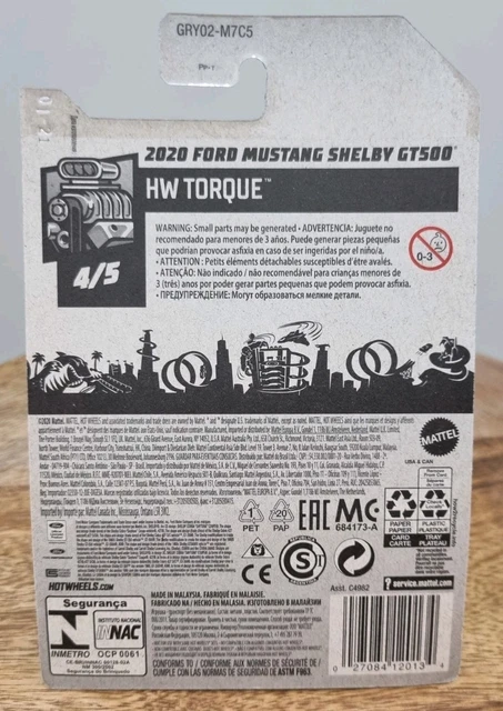 HOT WHEELS 2020 Ford Mustang Shelby GT500 Yellow 143/250 HW Torque 4/5 ...