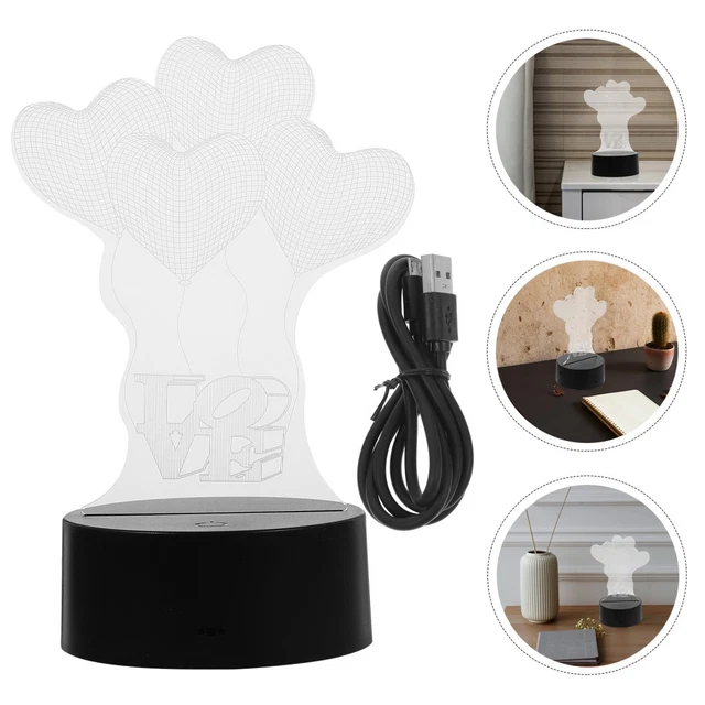3D LAMP VISUAL Light Effect Touch Colors Changes Night Light (Four Love ...