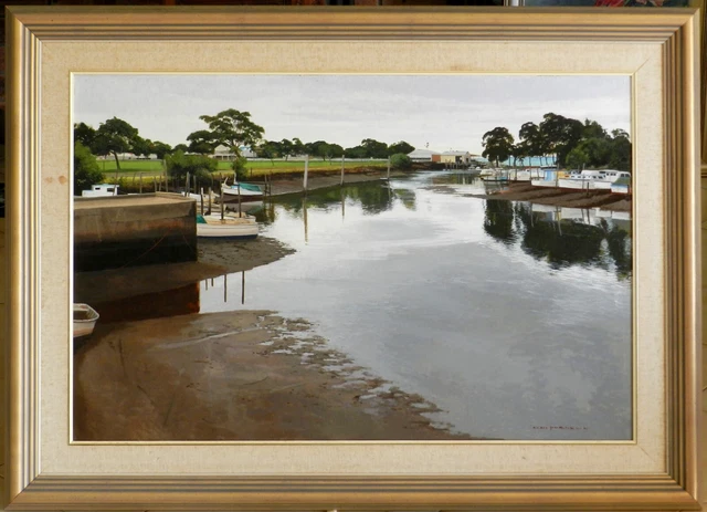 ALAN PURNELL (1953-) Large Original Painting Moored Boats at South ...