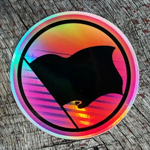 80S VAPORWAVE RETRO Black Anarchy Flag Iridescent Sticker Decal Laptop ...