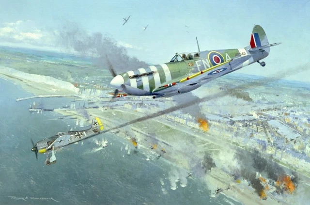 SUPERMARINE SPITFIRE V 331 Squadron Norwegian Dieppe Raid Aviation Art ...