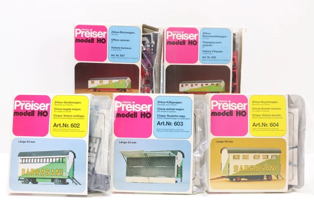 KIT H0 PREISER chariot de cirque 602 chariot à outils 603 wagon-cage ...