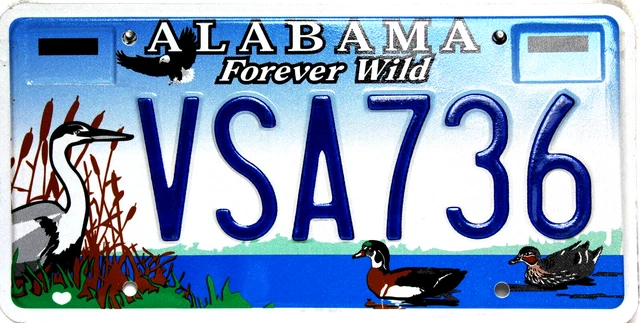 ALABAMA FOREVER WILD Plaque D'Immatriculation License Plate VSA736 ...