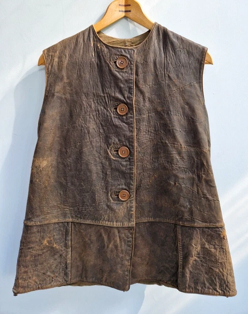 WW2 ERA LEATHER Jerkin / Military Dispatch Riders Waistcoat- Wool Lined ...