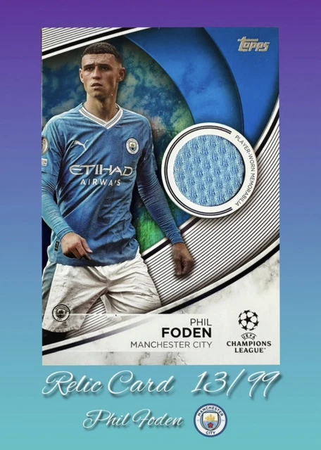 CARTE TOPPS FLAGSHIP UCC 23/24 Phil Foden Relic Card 13/99 Manchester ...