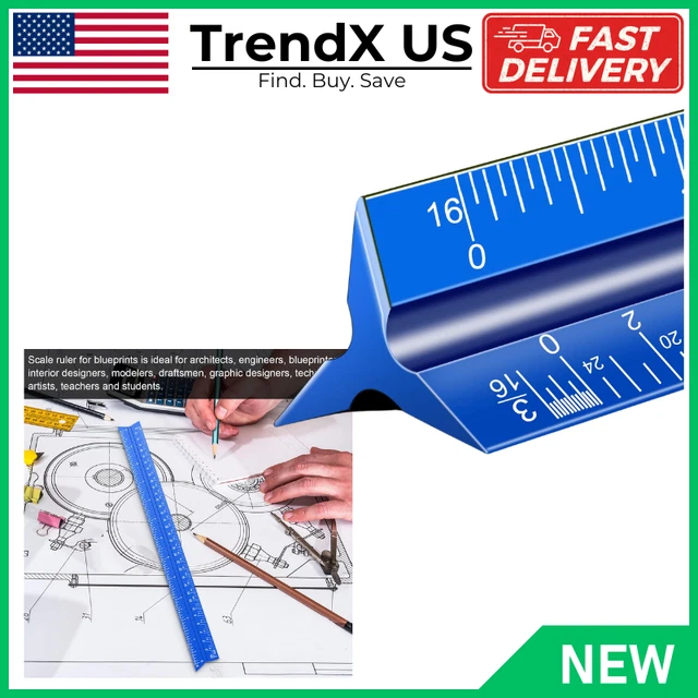 ARCHITECTURAL SCALE RULER 12'' Imperial Architect Scale Aluminum ...