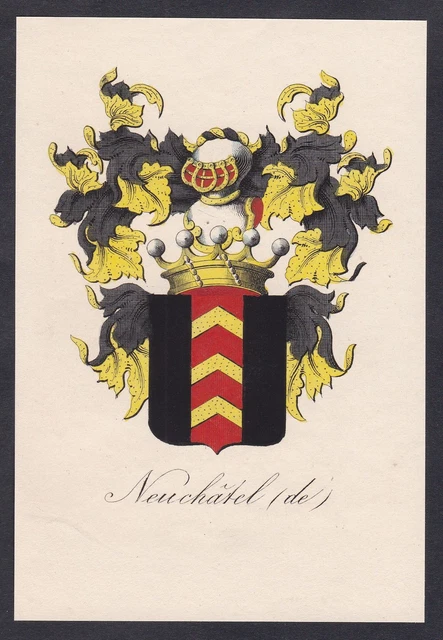 NEUCHATEL WAPPEN BLASON coat of arms blason wapen gravure 1845 EUR 16 ...