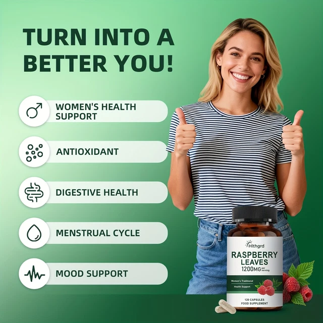 120TABLETS RASPBERRY LEAF Capsules1200Mg|HLTHGRD Red Raspberry Leaf Tea ...