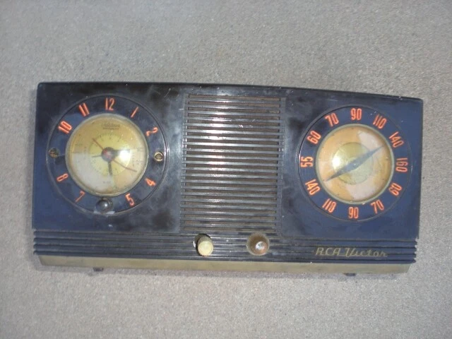 VINTAGE RCA VICTOR CLOCK Tube RADIO Early 1950's MODEL 2-C-521 Bakelite ...