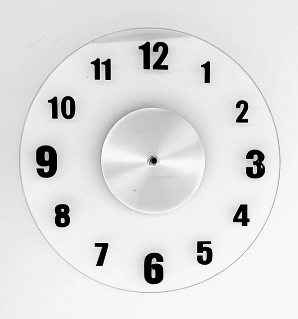 GLASS CLOCK FACE Dial Plate Black Arabic Numbers 12" Diameter No ...
